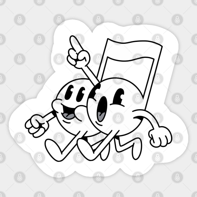 Cartoon Music Notes - Music Notes - Sticker | TeePublic