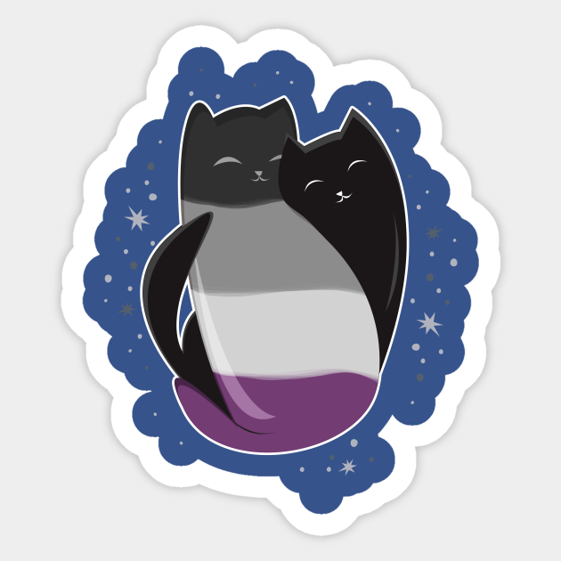 Asexual Cat LGBT Pride Flag - Asexual - Sticker | TeePublic