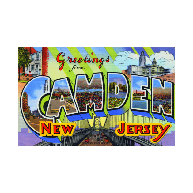 Greetings from Camden New Jersey, Vintage Large Letter Postcard ...