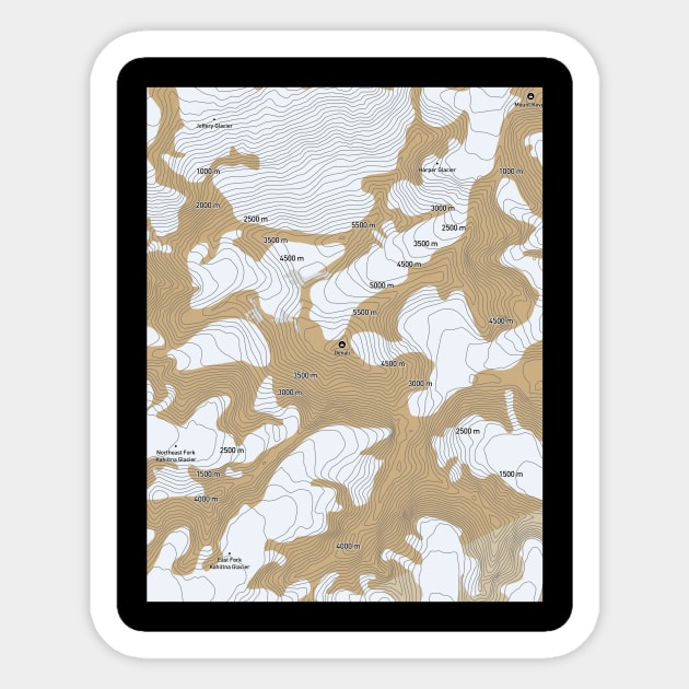 Summit Splendor: McKinley Elevation Map - Denali - Sticker | TeePublic