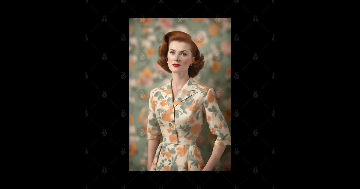 1950s Glam Woman - Floral 1950s Woman - Posters and Art Prints | TeePublic