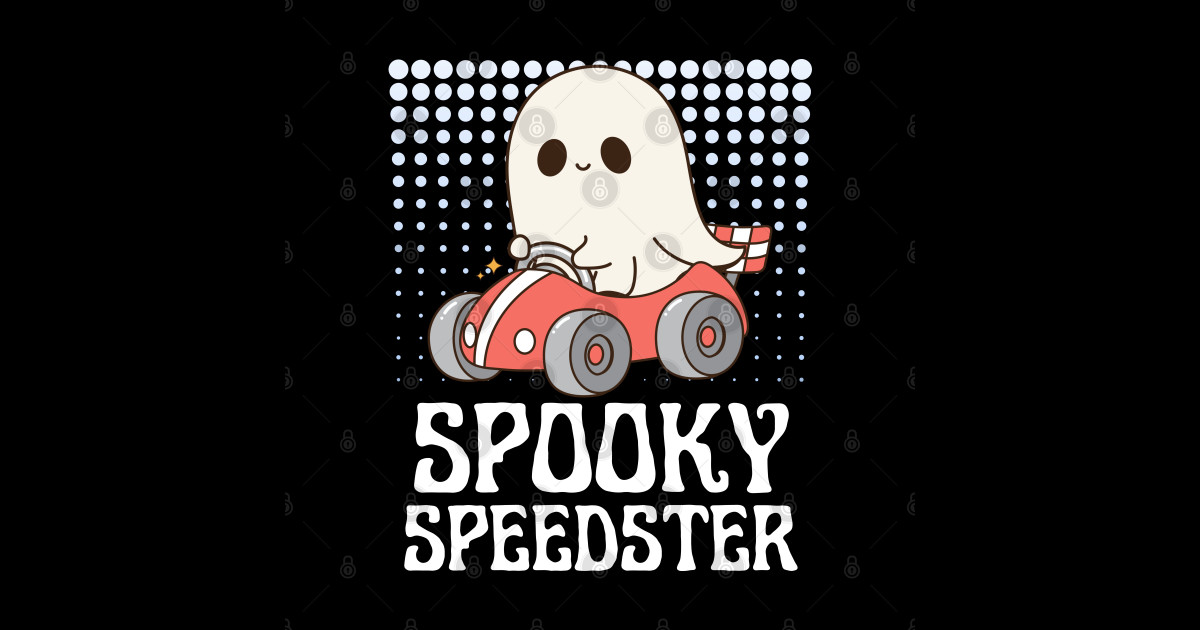 Spooky Speedster | Cute Ghost Racer - Halloween - Sticker | TeePublic