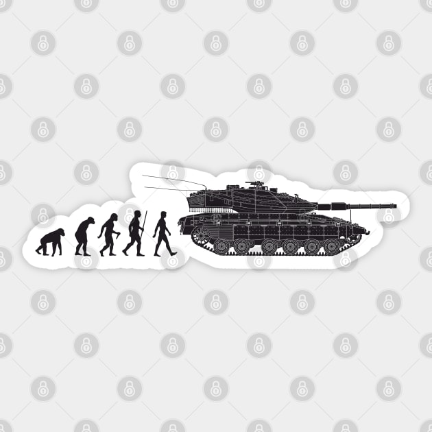 Comic evolution of a man into a Merkava Mk 4 tank - Tank - Sticker ...