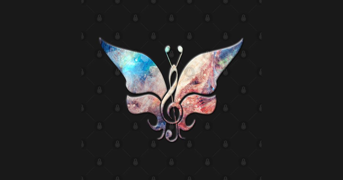 Pastel color Treble Clef Butterfly - Butterfly - T-Shirt | TeePublic