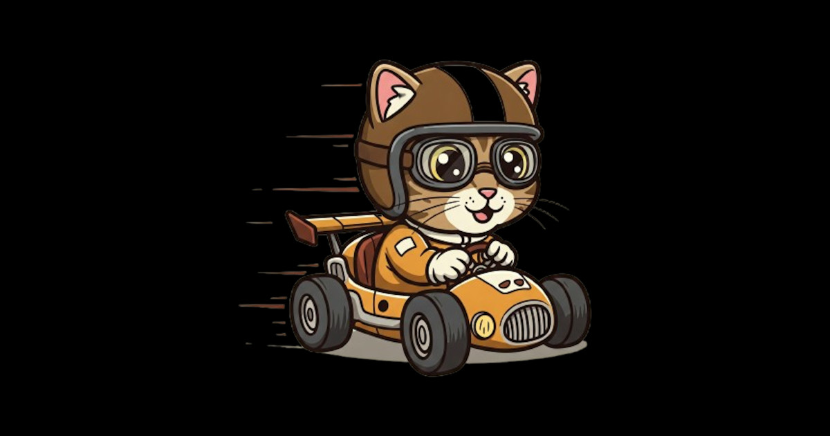 CUTE TABBY CAT RACE CAR DRIVER - Race Car - Sticker | TeePublic