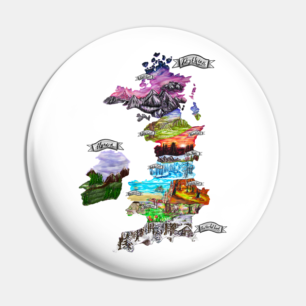 Map of Prythian (with court names) - Coloured Pencil - Pin | TeePublic