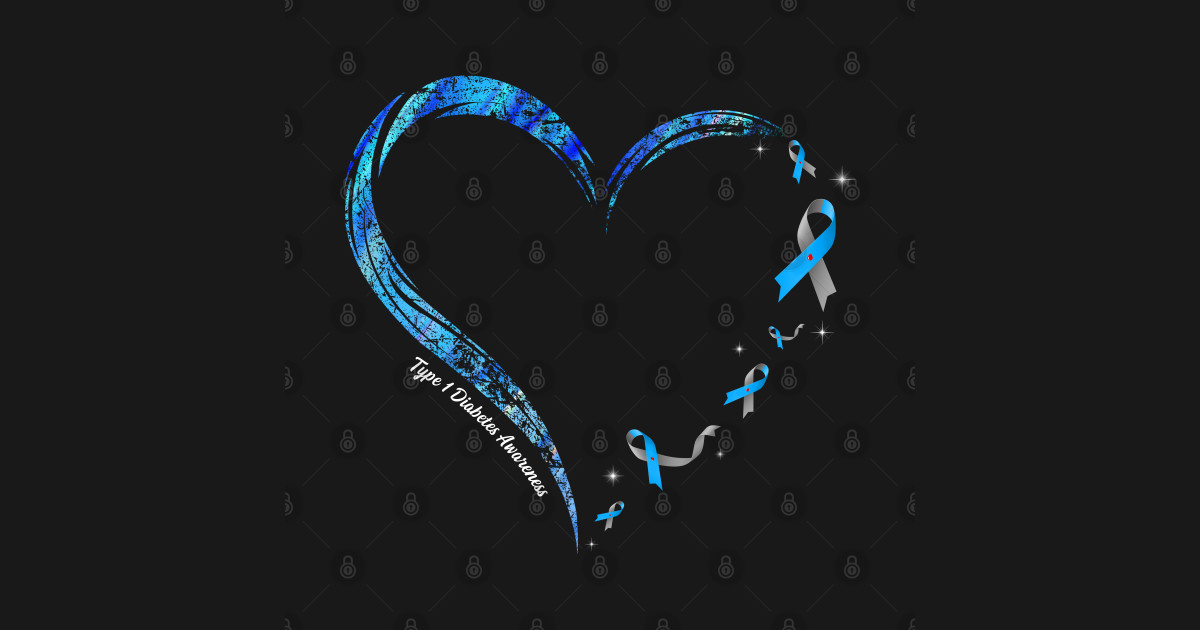 Best T1D Warrior Heart Birthday Shirt Ribbon Diabetes Awareness Mothers ...