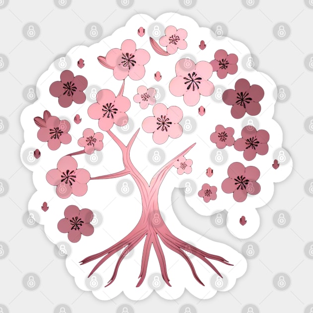 Blossoming sakura tree - Cherry Blossom - Sticker | TeePublic