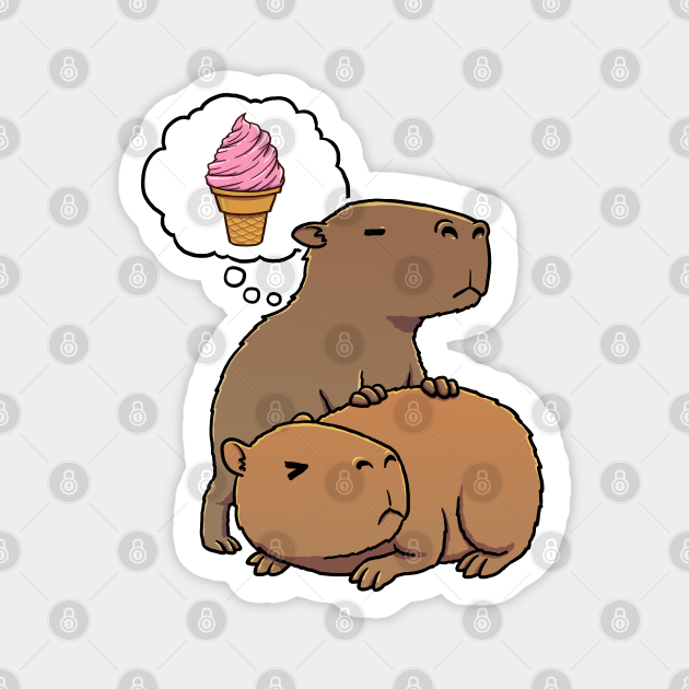 Capybara hungry for Strawberry Ice Cream Cone - Capybaras - Magnet ...