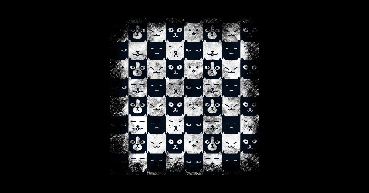 Black And White Checkerboard Cat Pattern - Checker - Sticker | TeePublic