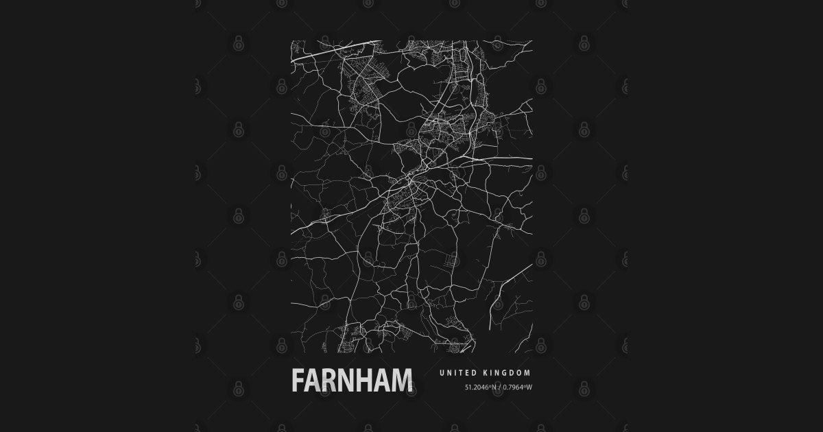 Farnham United Kingdom White Minimalist Street Map - Farnham Map - T ...