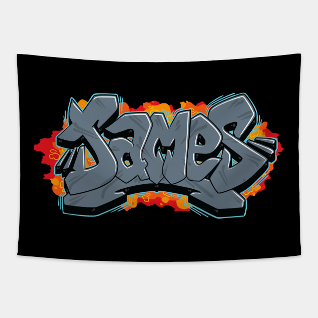 James graffiti name lettering - James - Tapestry | TeePublic