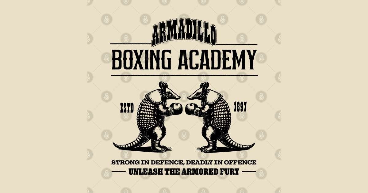 Armadillo Boxing Academy Vintage Illustration - Armadillo - T-Shirt | TeePublic