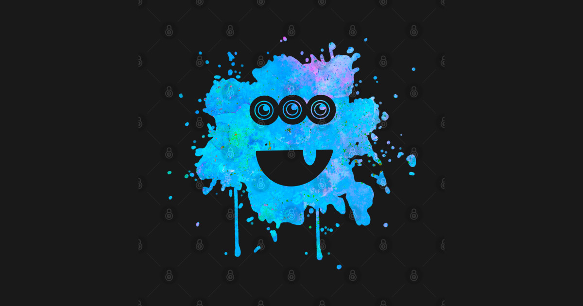 Blue Monster with Three Eyes Paint Splat - Monster - T-Shirt | TeePublic