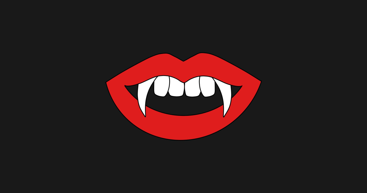 Cartoon Monster Vampire red lips with sharp teeth - Vampire Teeth - T ...