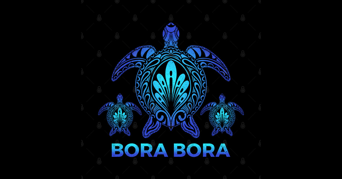 Vintage Bora Bora Ocean Blue Sea Turtle Souvenirs - Bora Bora - Sticker ...