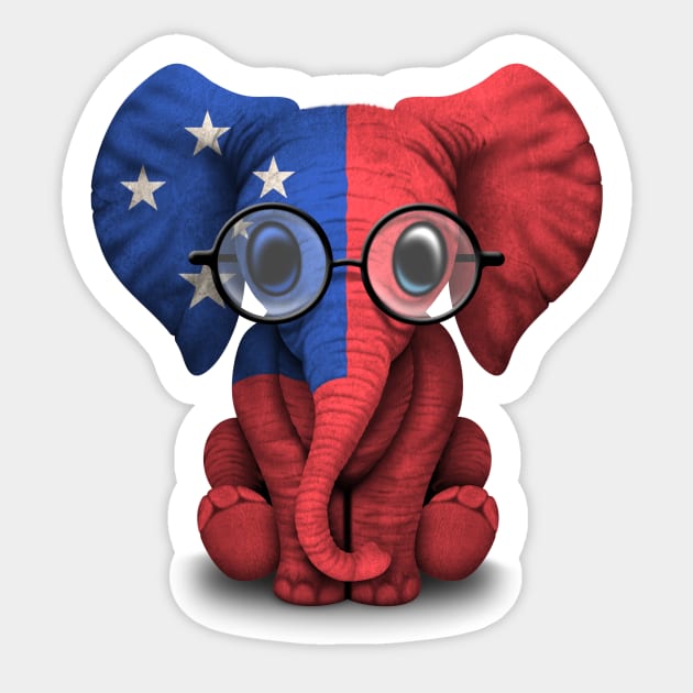 Baby Elephant with Glasses and Samoan Flag - Samoa - Sticker | TeePublic