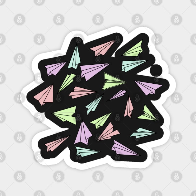 Pastel colors doodle of paper planes pattern - Origami - Magnet | TeePublic