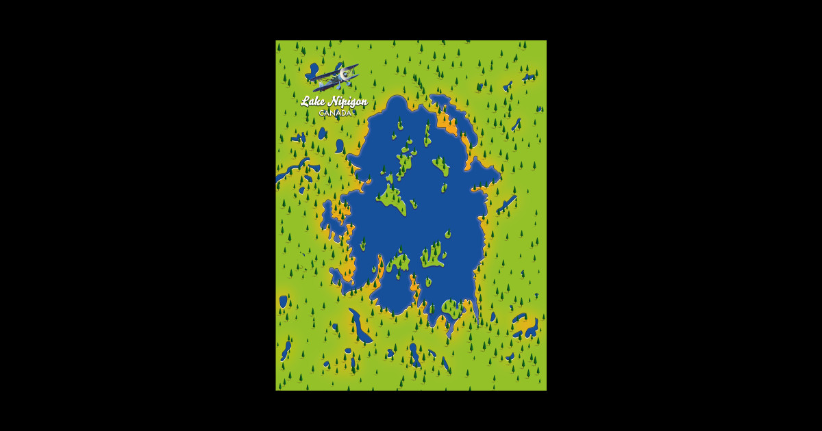 Lake Nipigon map - Lake Nipigon Map - Sticker | TeePublic