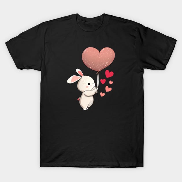 Rabbit with Hearts - Valentine Day - T-Shirt | TeePublic