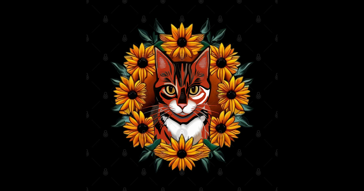 Calico Cat With Black-eyed susan Maryland State Tattoo Art - Maryland ...