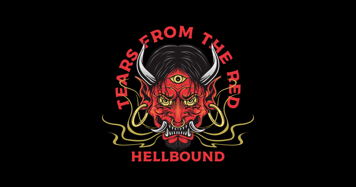 hannya oni mask tears from the red - Oni Mask - Sticker | TeePublic