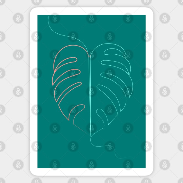 Swiss Cheese Plant Leaf ( teal version ) - Swiss Cheese Plant - Sticker ...