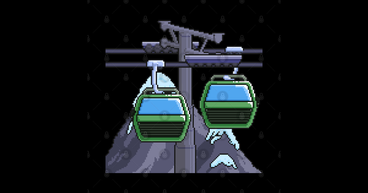 Pixel Art Cable car - Pixel Art - Sticker | TeePublic