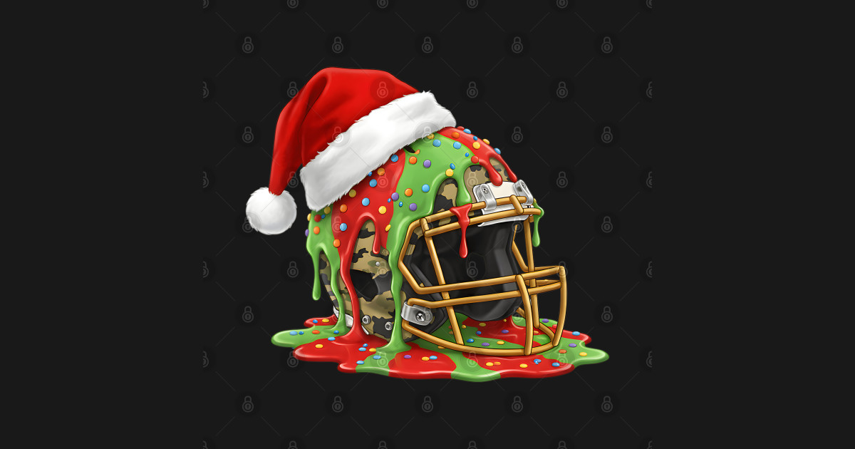 Football Drip Ice Cream Drip Camo Santa - Christmas Football Boys - T ...