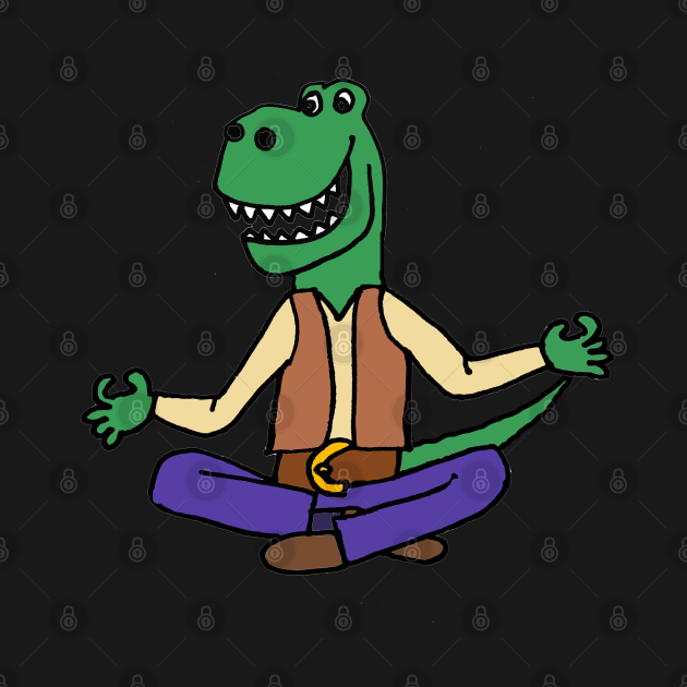 Funny T-rex Dinosaur Meditation and Yoga Cartoon - Moose - T-Shirt ...