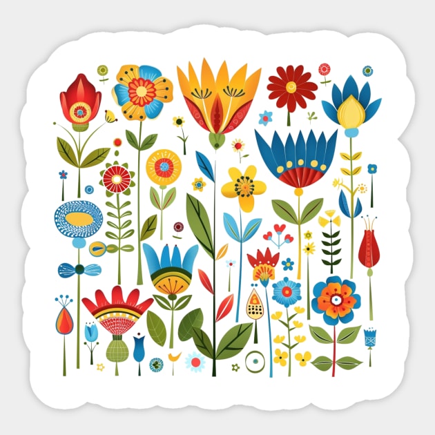 Floral Folk Art - Artistic - Sticker | TeePublic