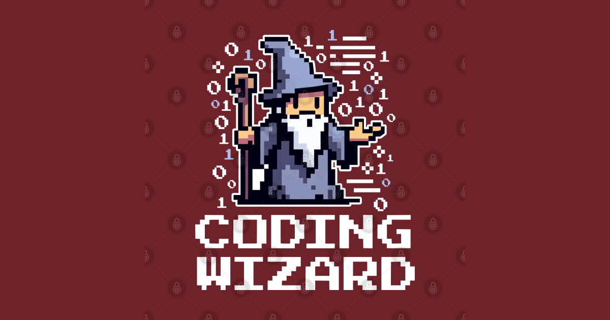 Coding Wizard Pixel Coder - Coder Humor - T-Shirt | TeePublic
