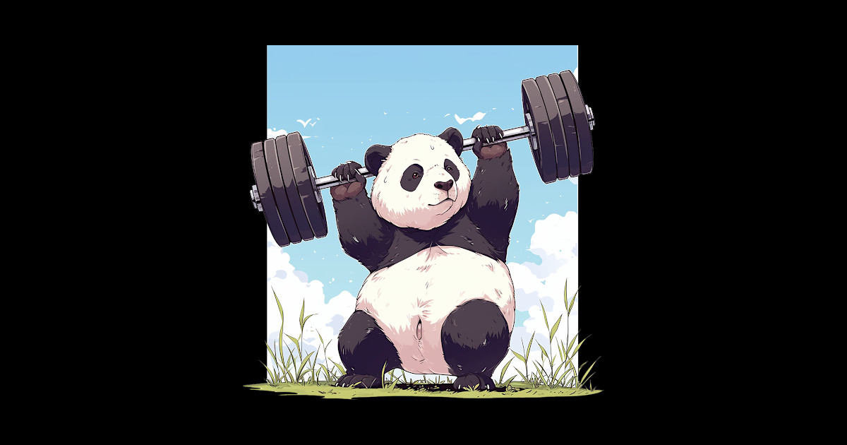 panda lifting weight - Panda - Sticker | TeePublic