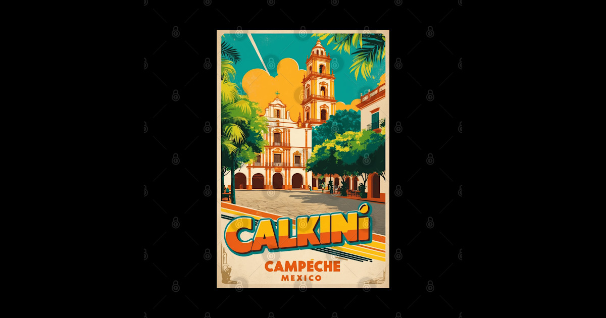 Calkini Campeche Mexico Vintage Poster Tourism Travel - Mexico - Posters and Art Prints | TeePublic