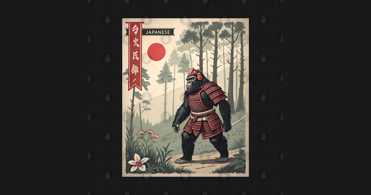 Samurai Bigfoot Adventure: Vintage Ukiyo-e Style for Kids and Women ...