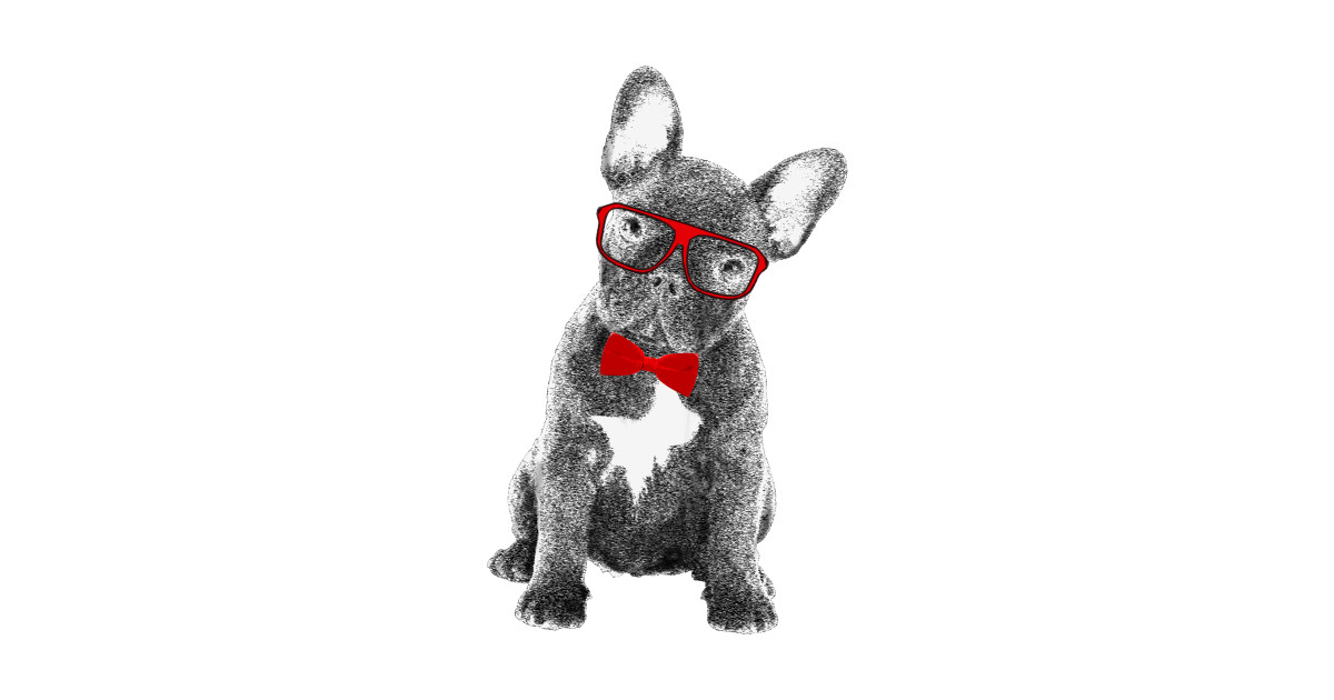 French Bulldog Red Ribbon & Glasses Frenchie Gift - French Bulldog - T ...