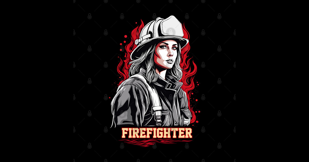 Female firefighter. - Female Firefighter - Sticker | TeePublic