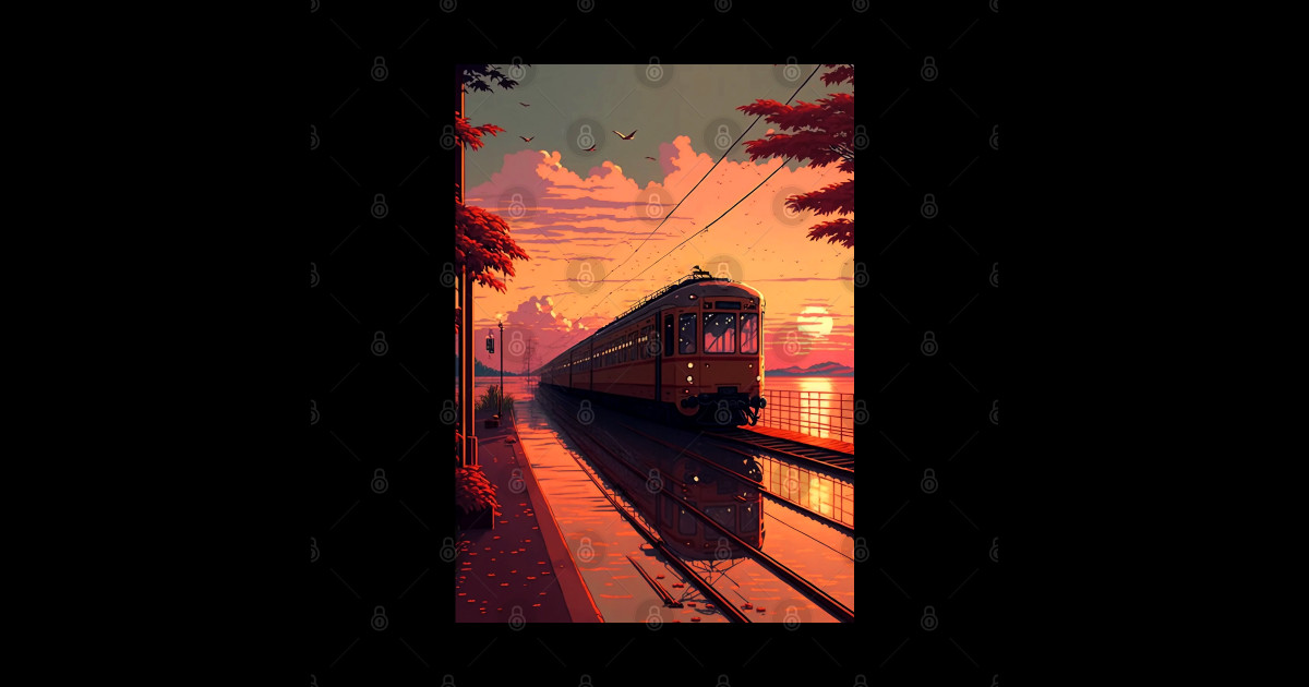 Retro Anime Style Old Japanese Train - Anime - Sticker | TeePublic