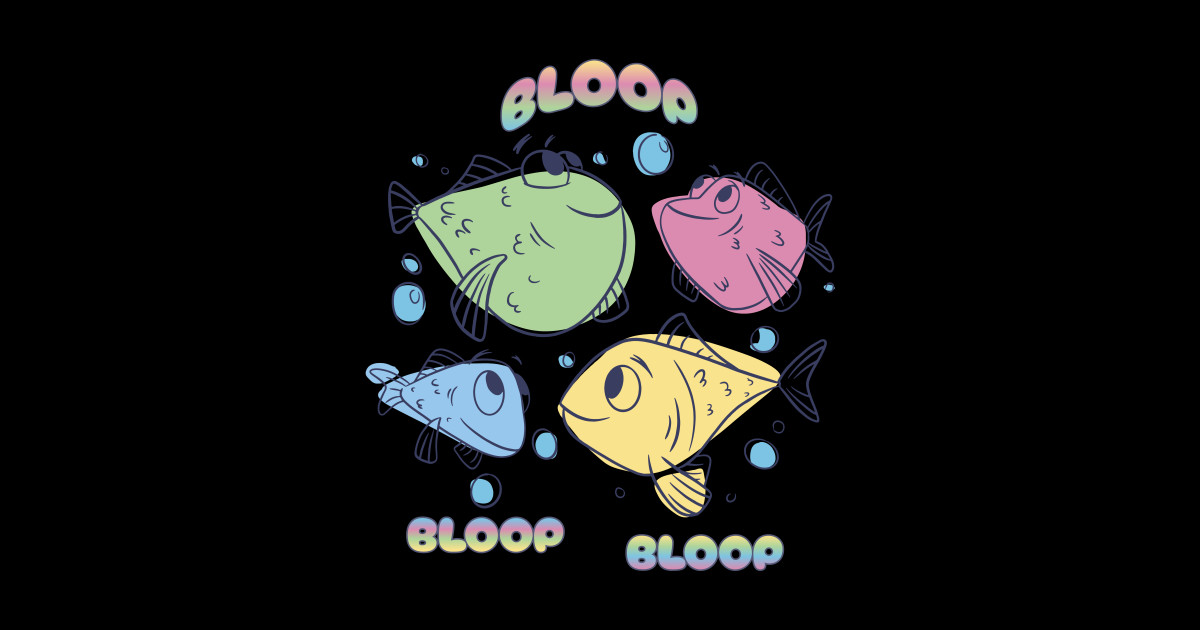 Multi-colored fish say Bloop Bloop Bloop - Cartoon Fish - Sticker ...