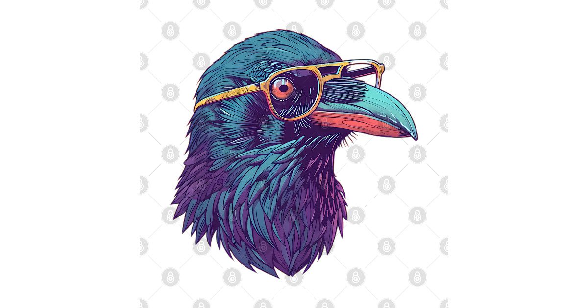 Specs & Squawks: The Brainy Bird - Crow - T-Shirt | TeePublic