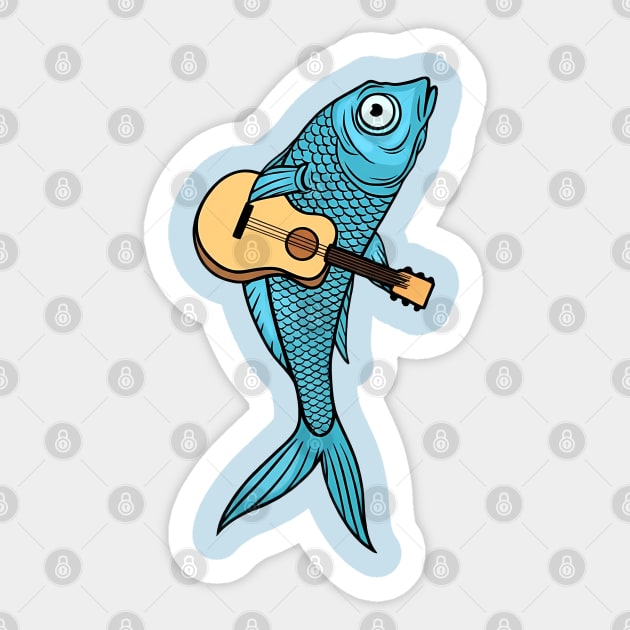 Acoustic Fish-Art - Fish Art - Sticker | TeePublic