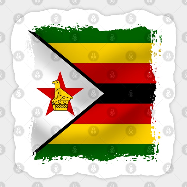 Zimbabwe artwork - Zimbabwe Flag - Sticker | TeePublic