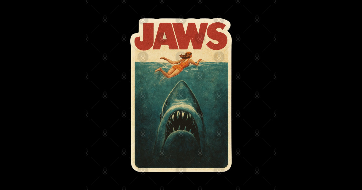 Classic Jaws Movie Poster - Jaws - Sticker | TeePublic