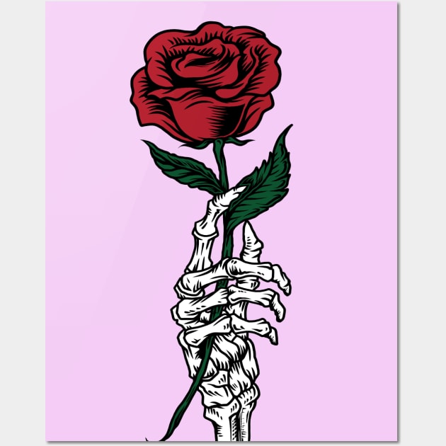 Red Rose Flower Skeleton Hand - Gothic - Posters and Art Prints | TeePublic