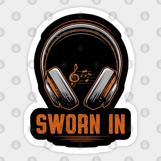 sworn in vintage headphone - Band - Sticker | TeePublic