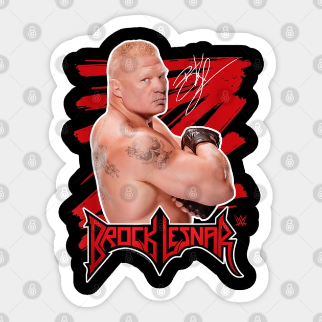 Brock Lesnar With Logo And Signature - Brock Lesnar - Sticker | TeePublic