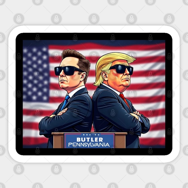 Elon x Trump - Elon Musk - Sticker | TeePublic