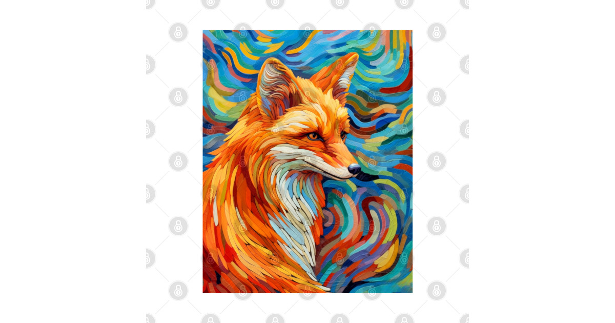 Spectrum Fox: Radiant Op Art Red Fox Design - Fox Lover - T-Shirt ...