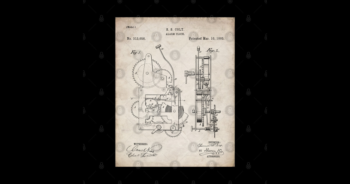 Alarm Clock Patent - Clockmaker Chronometer Art - Antique - Alarm Clock ...