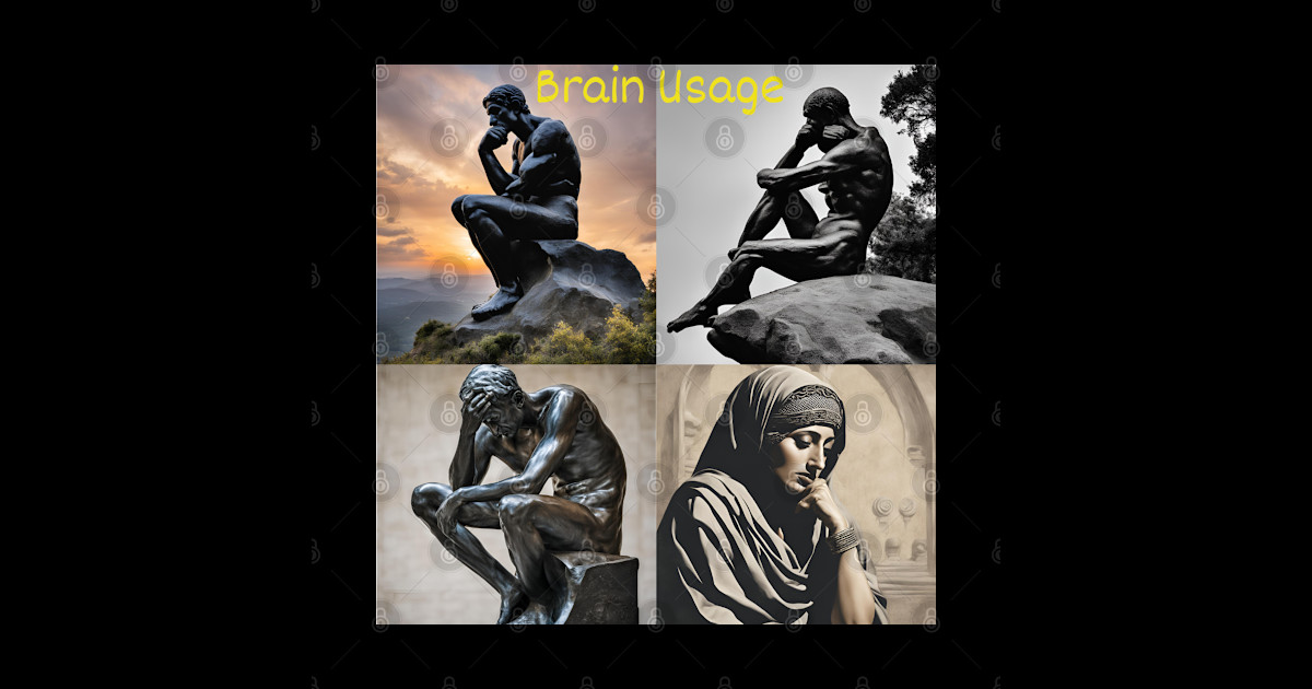 BRAIN USAGE - Thinker - Sticker | TeePublic